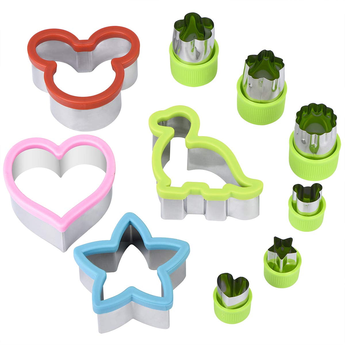 Biinggo Stainless Steel Sandwiches Cutter Set  Mickey Mouse  Dinosaur  Heart  Star Shapes  Sandwiches Cutter Cookie Cutter - Food Grade Cookie Cutter