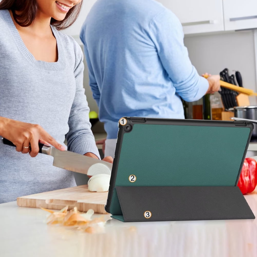 Funda de cuero PU con soporte triple, a prueba de golpes, para tableta ...