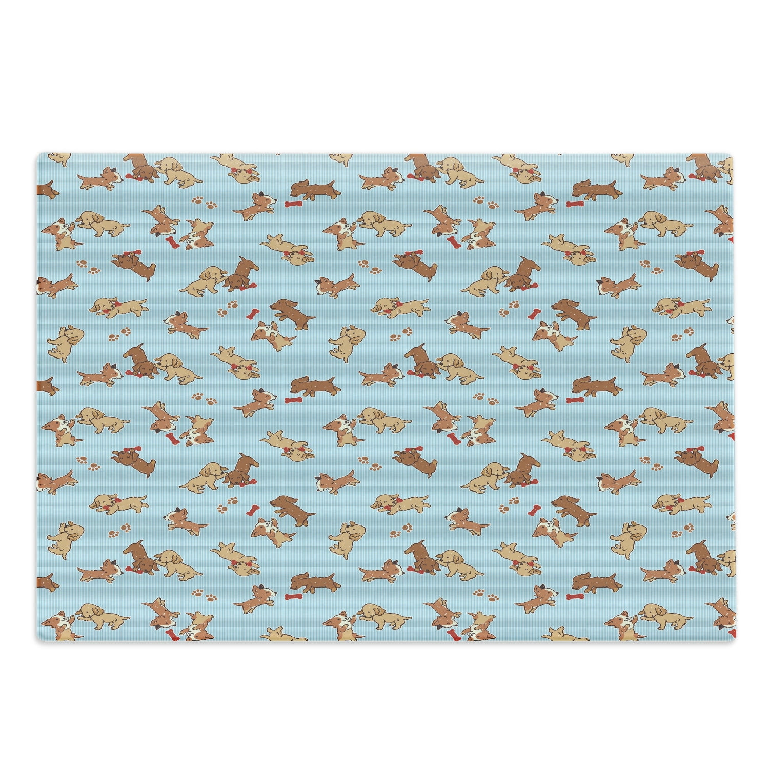 Dog Cutting Board, Checkered Square Pattern Background Playful Puppies ...