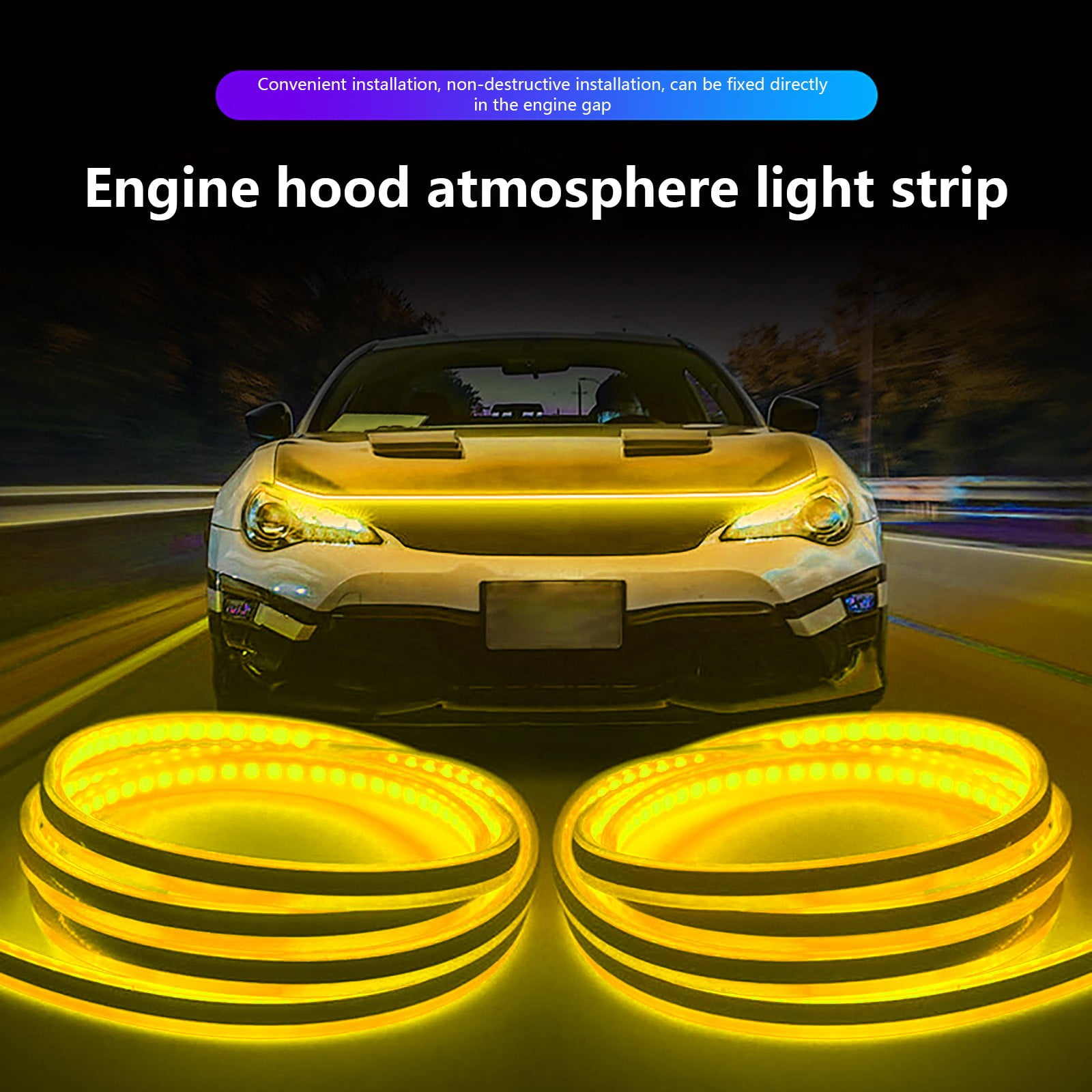 Led Hood Strip Light 70-Inch Car LED Hood Light Strip - 12V Flexible ...