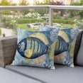 Blue Yellow Fish Outdoor Waterproof Throw Pillow Covers 24x24 Set of 2 ...