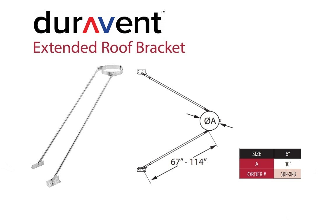DuraVent DuraPlus 6″ Extended Mounting Roof Bracket Chimney Support ...