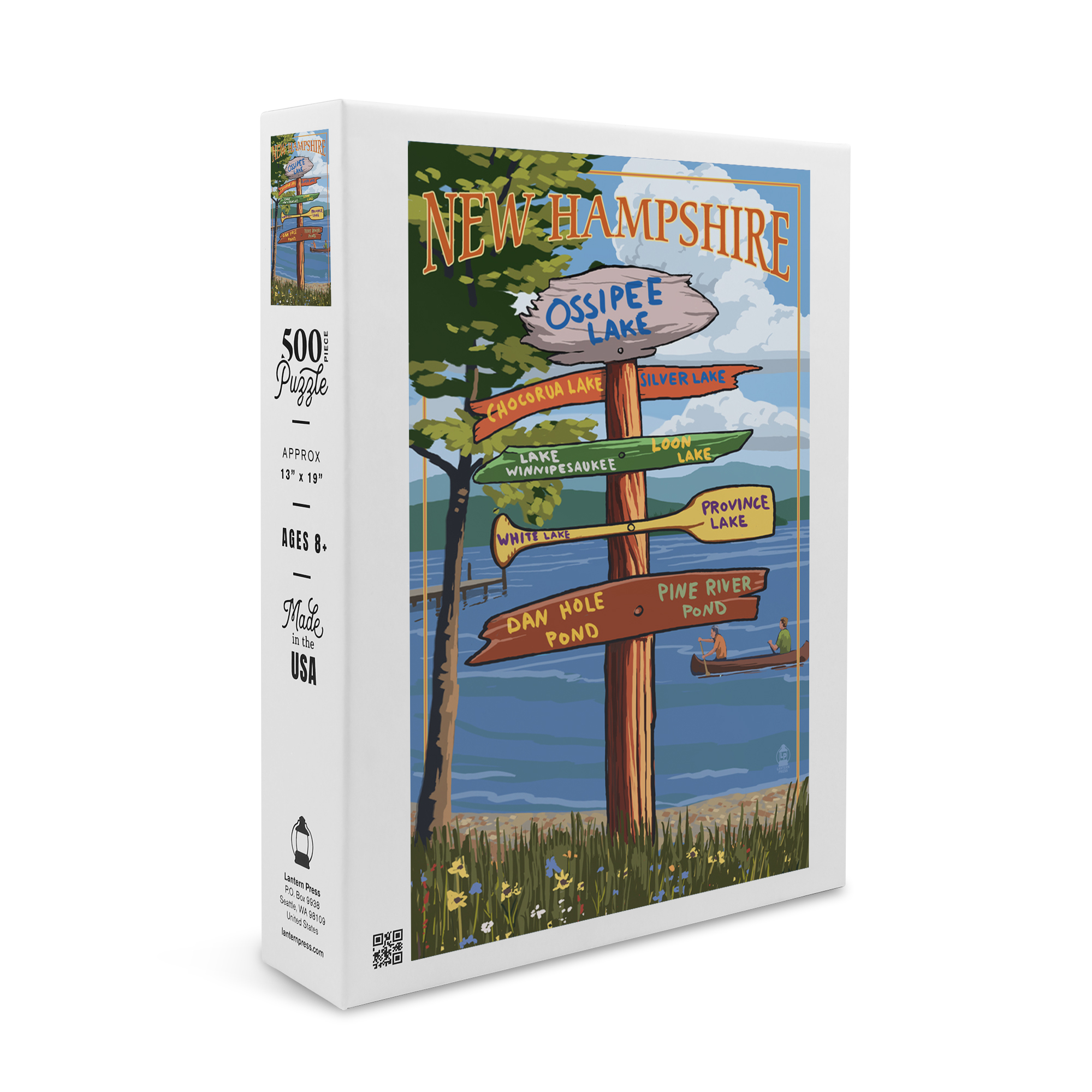 Ossipee Lake, New Hampshire, Canoe Scene (19x27 inches, Premium 500 ...