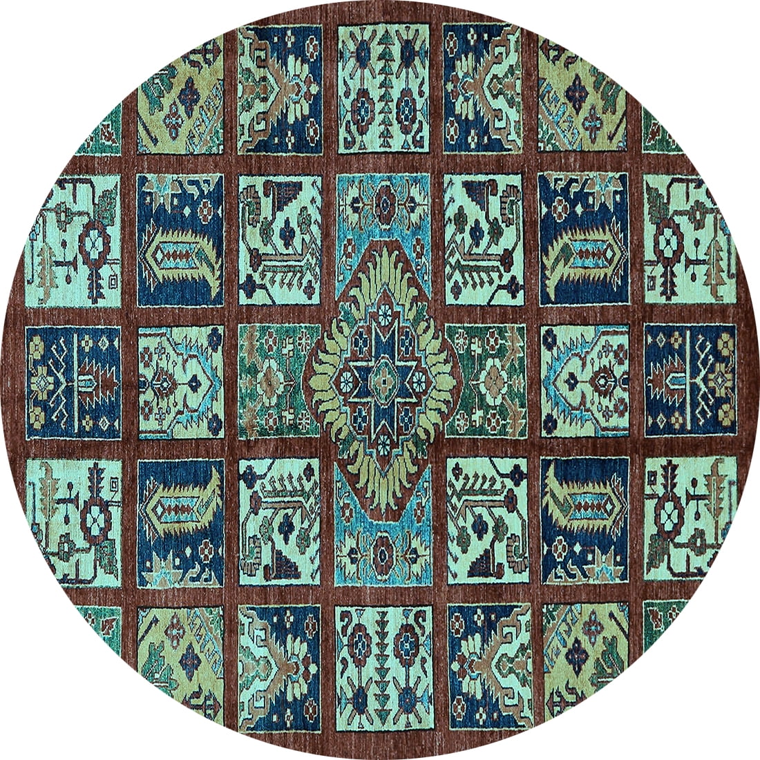 Ahgly Company Indoor Round Abstract Light Blue Modern Area Rugs, 6 ...