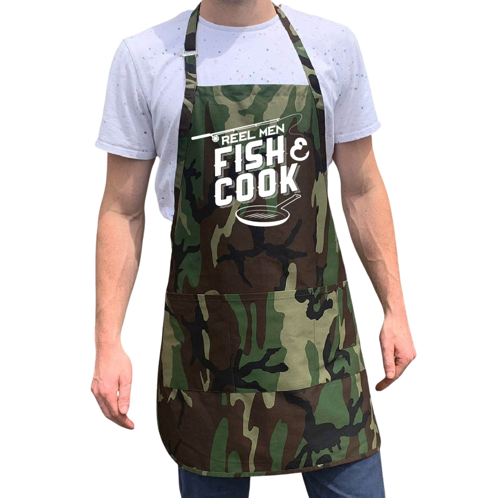 ApronMen, Funny Aprons For Men - Reel Men Fish & Cook - 100% Cotton ...