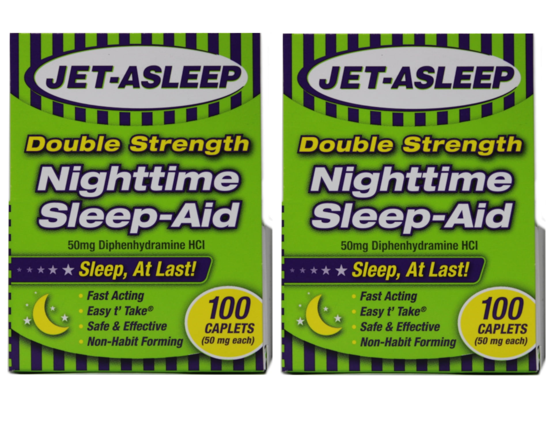 Jet-Asleep Double Strength Nighttime Sleep-Aid Caplets, 100 Ea, 2 Pack ...