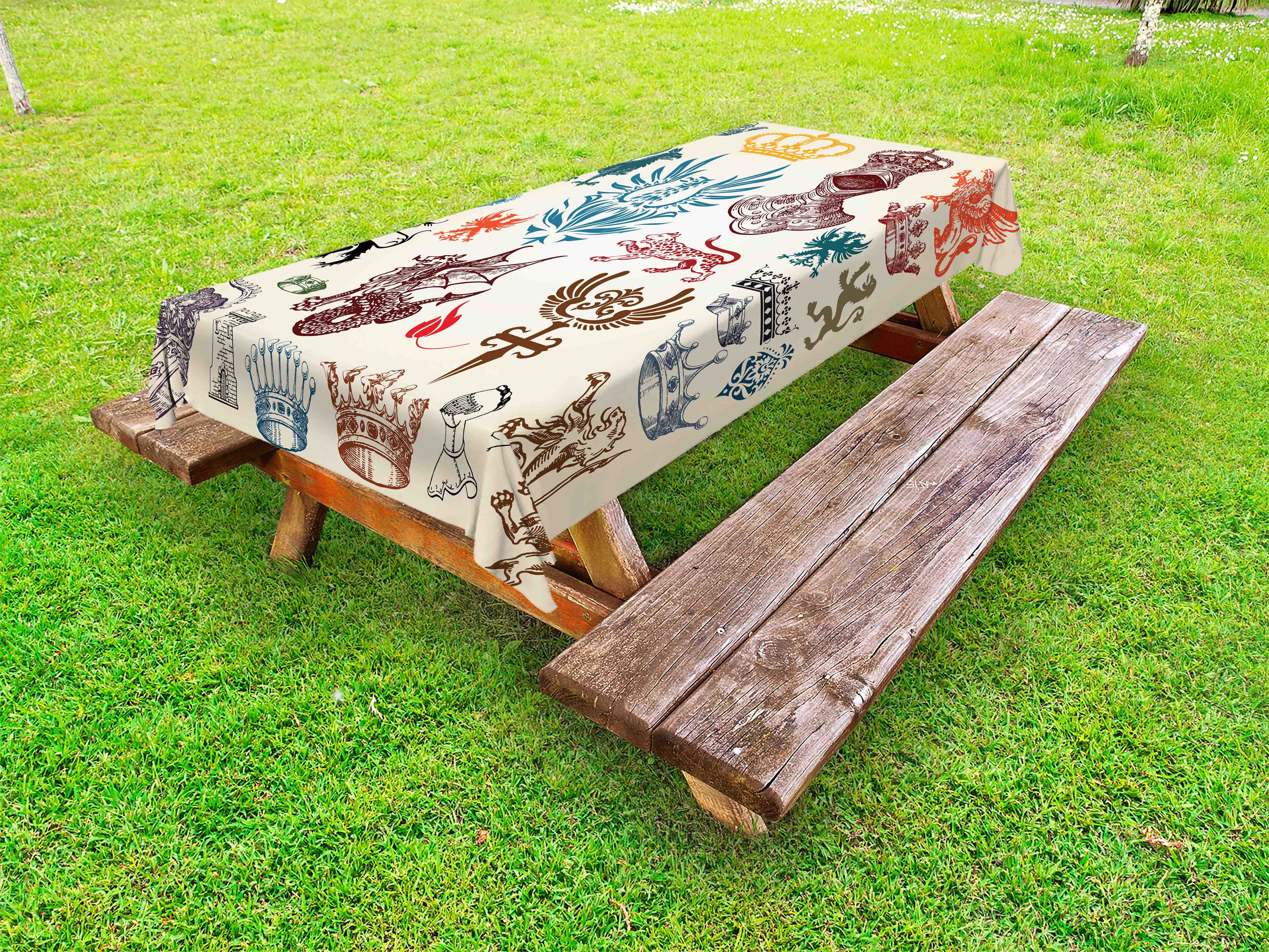 Medieval Outdoor Tablecloth, Collection of Medieval Renaissance Icons ...