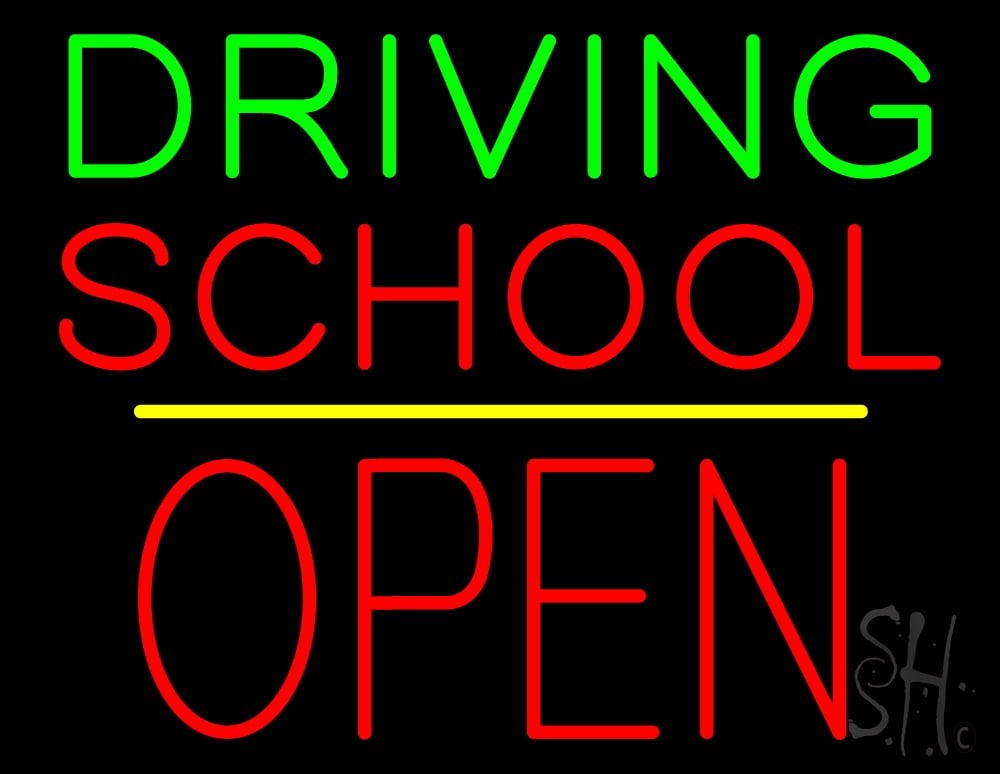 Driving School Open Block Yellow Line LED Neon Sign 24 x 31 - inches ...