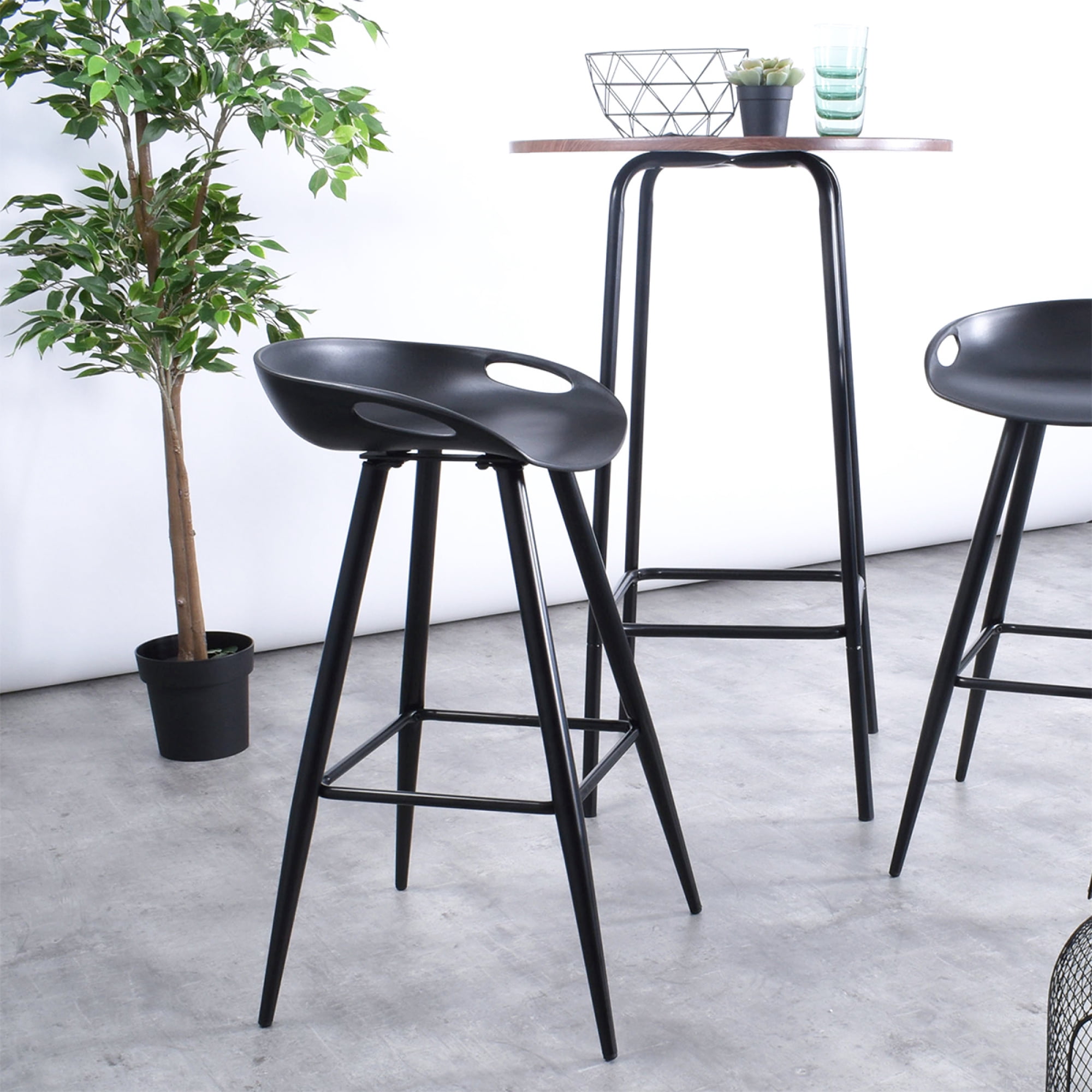Modern Style Bak Bar & Counter Stool (Set of 2) - Black - Walmart.com