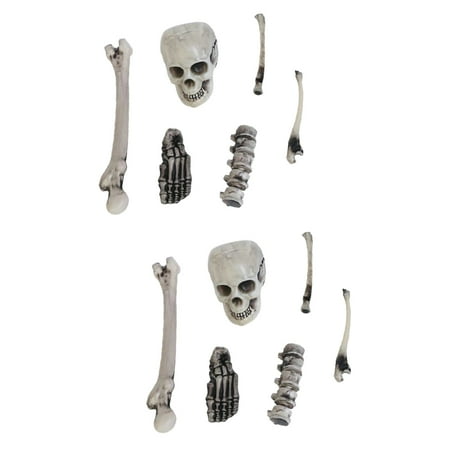 12 Pcs/2 Set Halloween Plastic Simulation Skull Small Bones Spoof Props ...