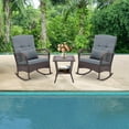 Costway 3 PCS Patio Rocker Set Outdoor Wicker Rocking Chairs with ...
