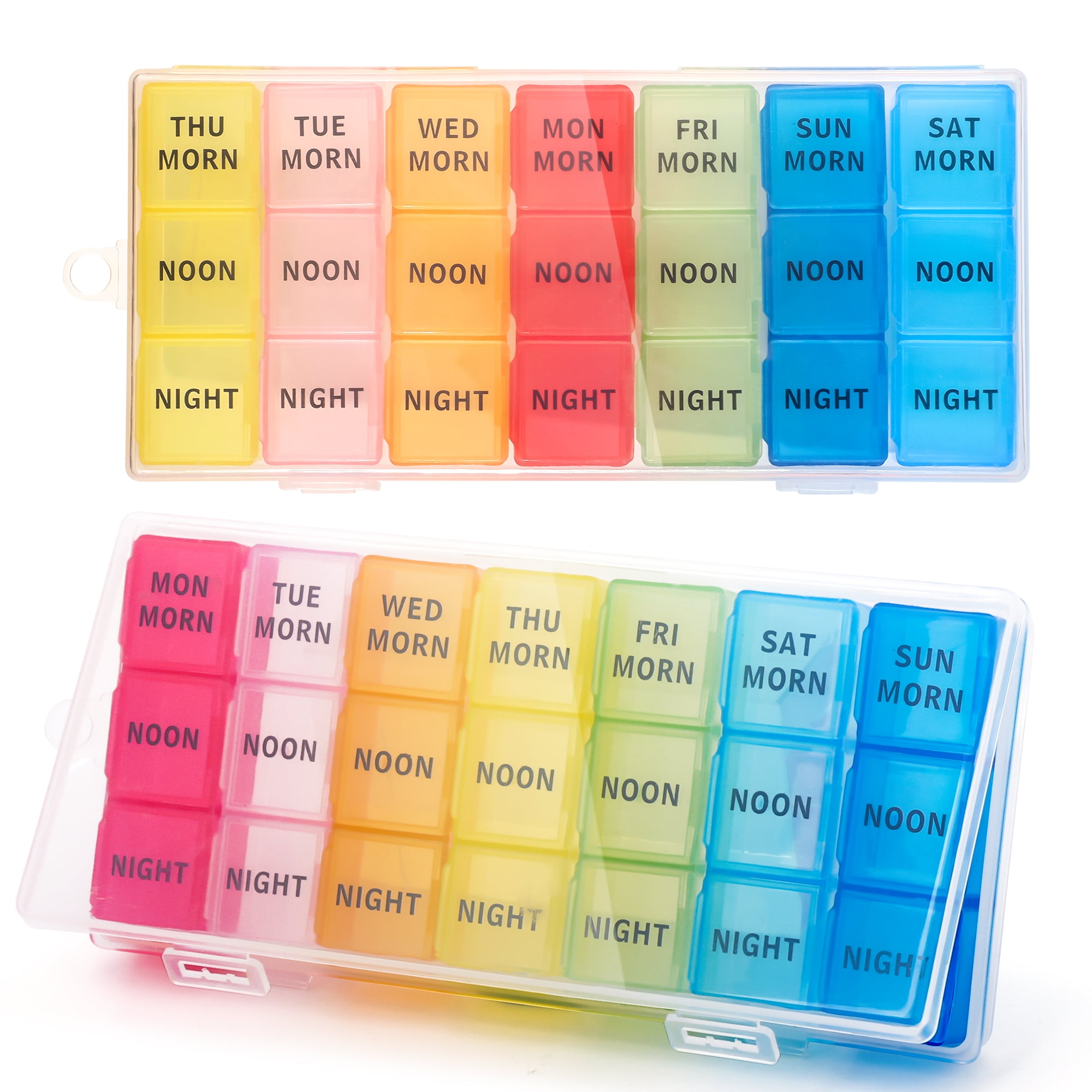 3-Times-A-Day 2 Pack Pill Organizer 7 Day 3 Compartments Pill Box ...