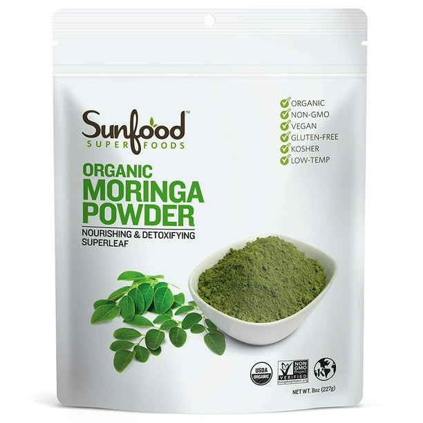 Sunfoods Superfoods Organic Moringa Powder Green Superfood Non-GMO, 8 ...