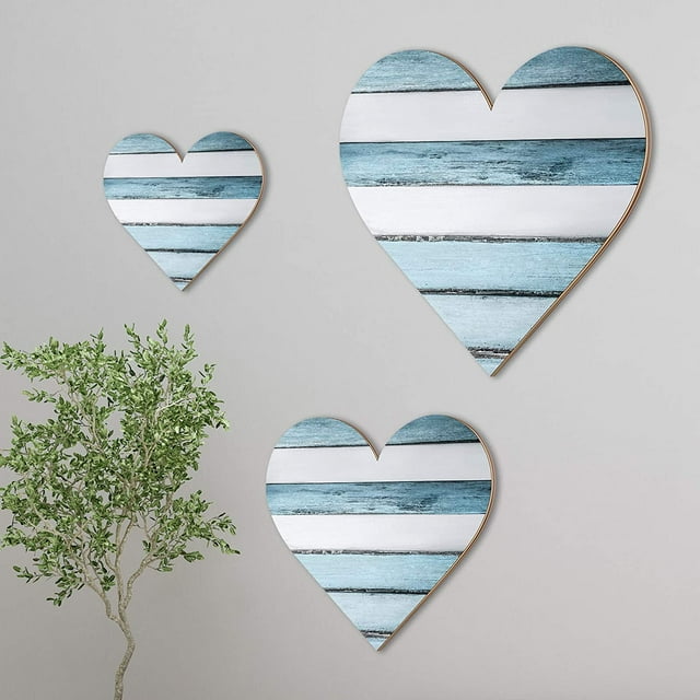 3 Pieces Heart Shaped Wood Sign Heart-Shaped Wooden Wall Sign Wood ...