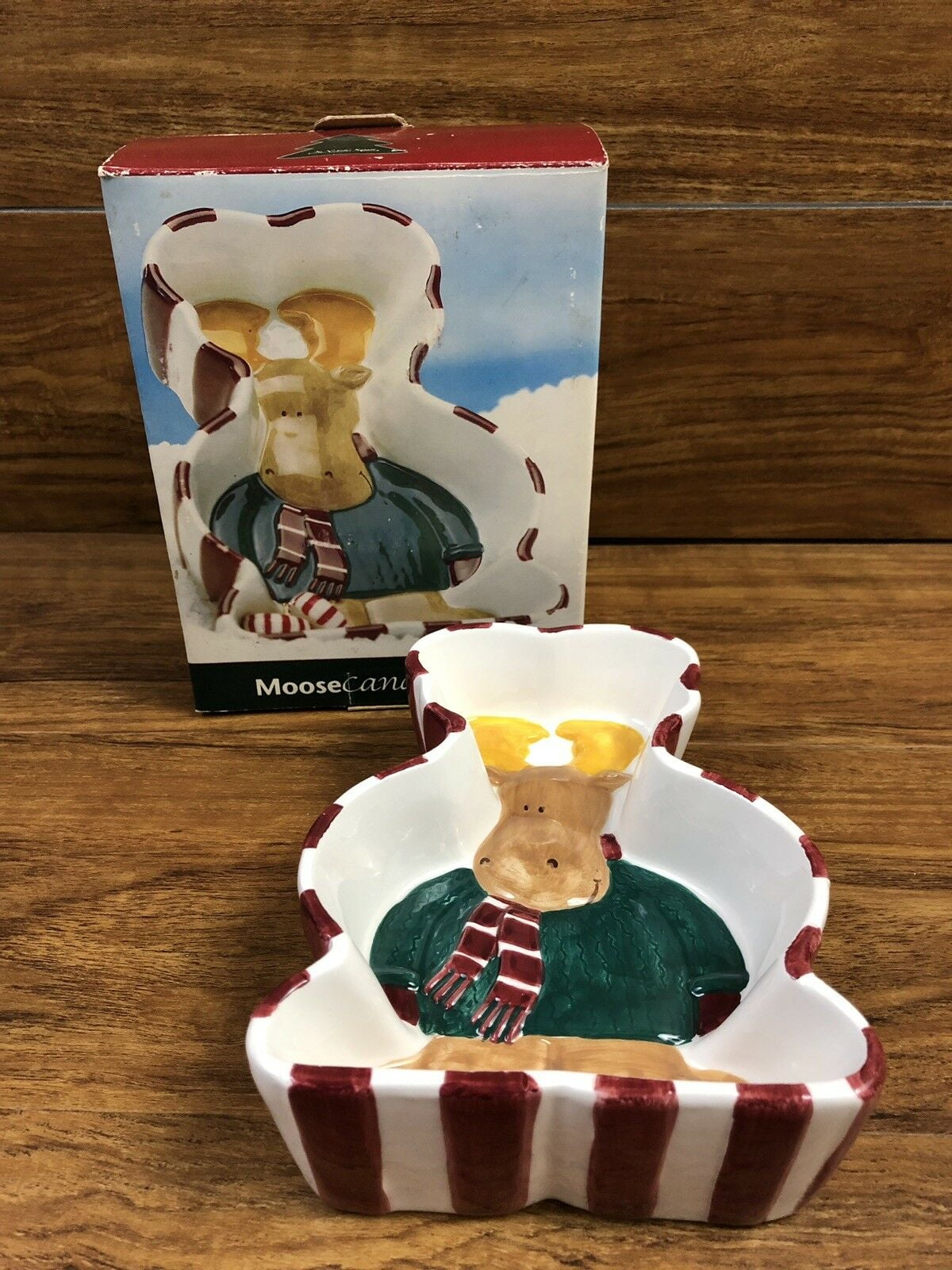 1998 St Nicholas Square Christmas Moose Ceramic Candy Dish Relish Or ...