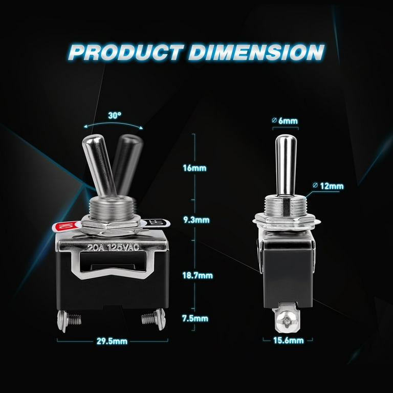 2PCS KN3-3 2P2T 2 Way Locking Rocker Type Toggle Switch AC 220V 3A