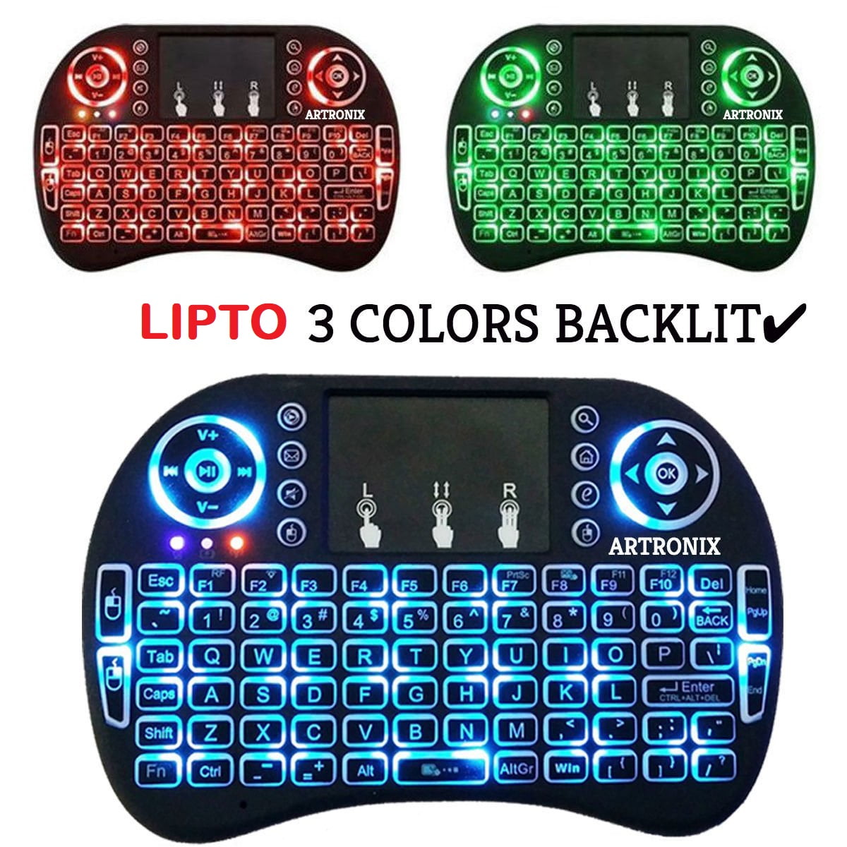 LIPTO 2.4GHz Portable Wireless Handheld Mini Keyboard with Touchpad ...