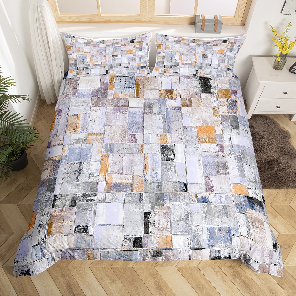 YST Grunge Duvet Cover King Aesthetic Grey Watercolor Bedding Set ...