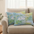 Abstract Coastal Outdoor Waterproof Pillow Covers, Geometric Ocean Blue ...
