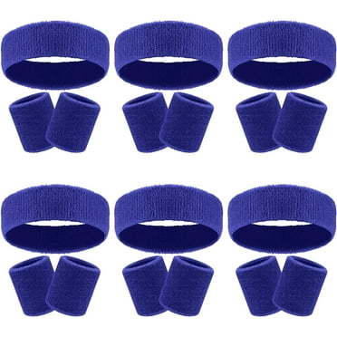 18 Pcs Sweatbands Headband Wristband Set Colorful Striped Terry Cloth ...