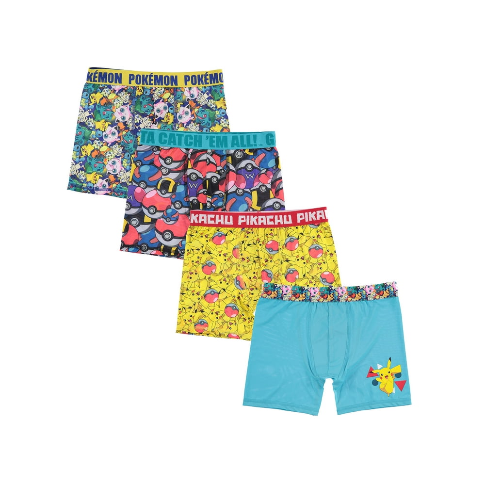 Pokémon - Pokemon Boys Underwear, 4 Pack Athletic Boxer Briefs Sizes 4 ...