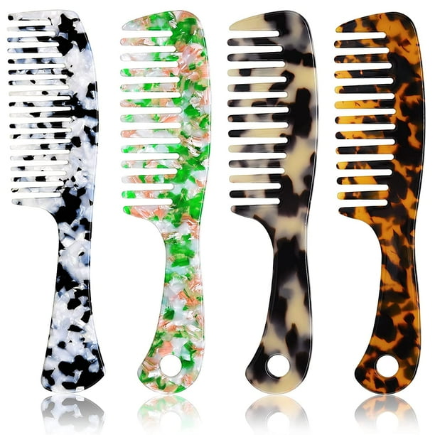 4 Pieces Large Tooth Detangle Comb Wide Tooth Comb Cellulose Hair ...