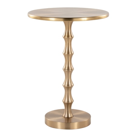 GDF Studio Modern Mango Wood Round End Table with Metal Accent Base ...
