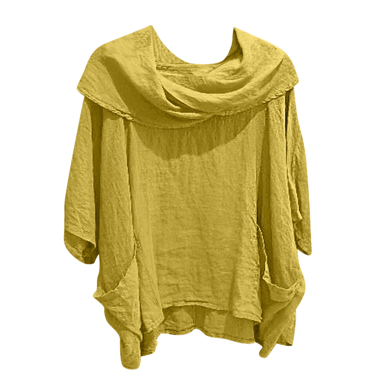 Click here for Prvdebri Cowl Neck Linen Top Women - 3/4 Sleeve Dr... prices