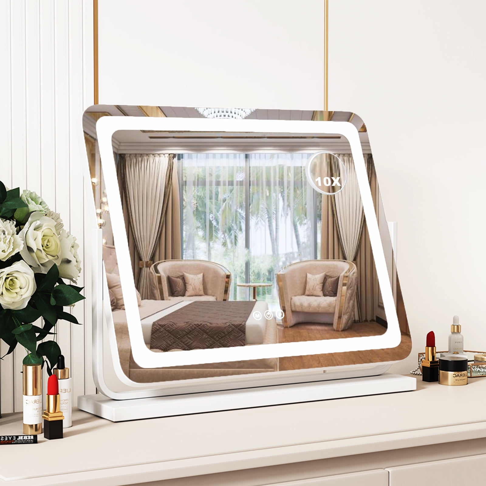 Desk Mirror with Light Makeup Mirror with Lights Vanity Mirror with ...