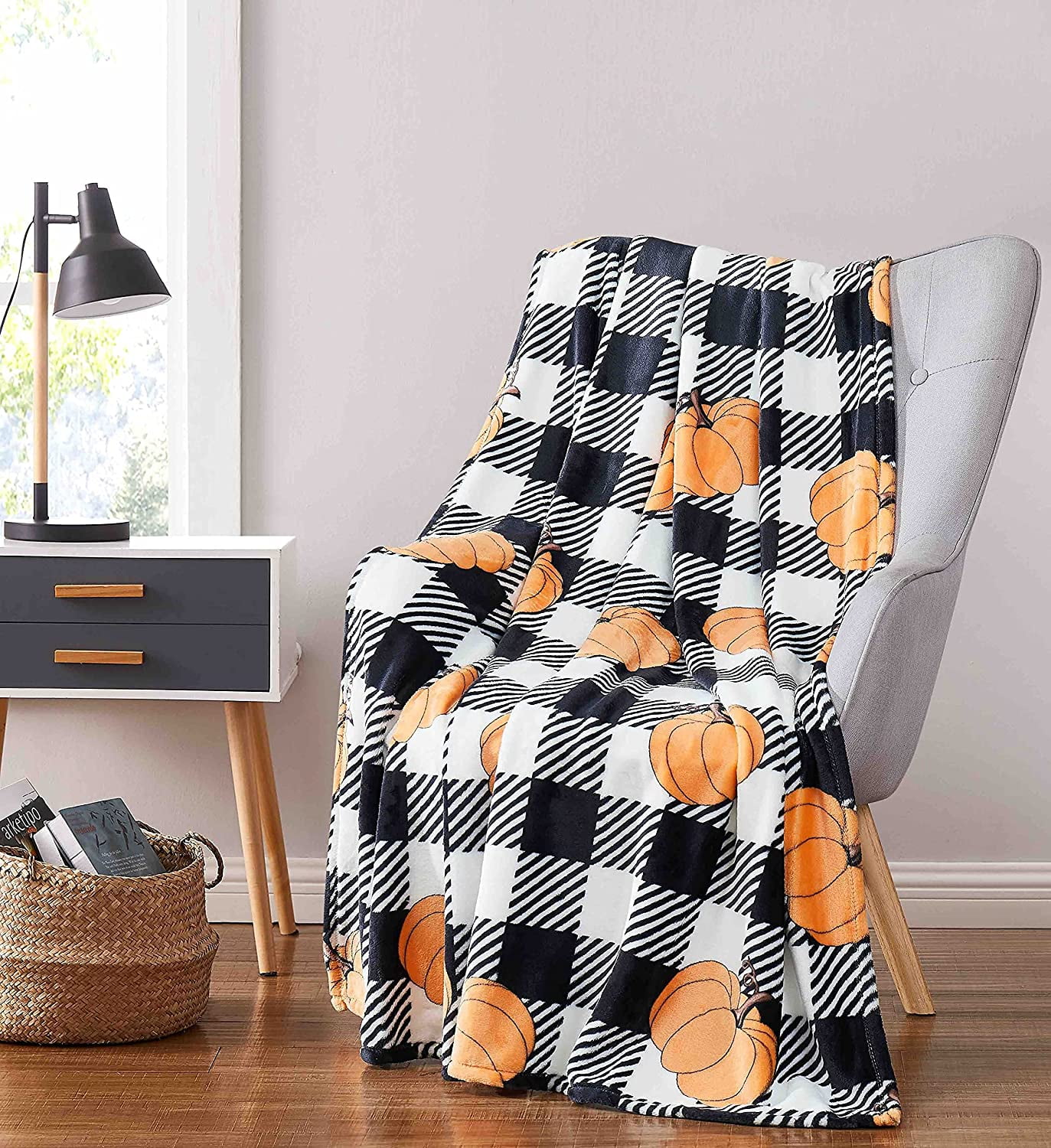 Serafina Home Fall Throw Blanket: Modern Country Black and White ...