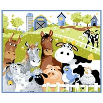 35.5" X 44" Panel Barnyard Blues Farm Animals Horses Cows Sheep Goats ...