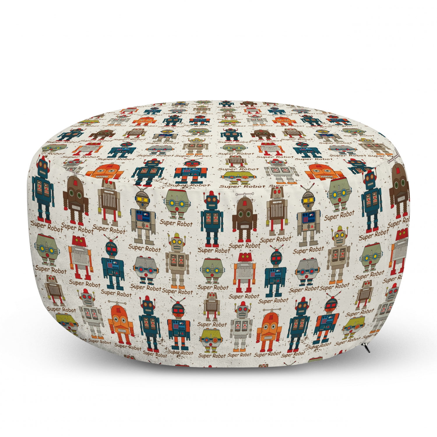 Robot Pouf Cover with Zipper, Various Different Super Robot Set in ...