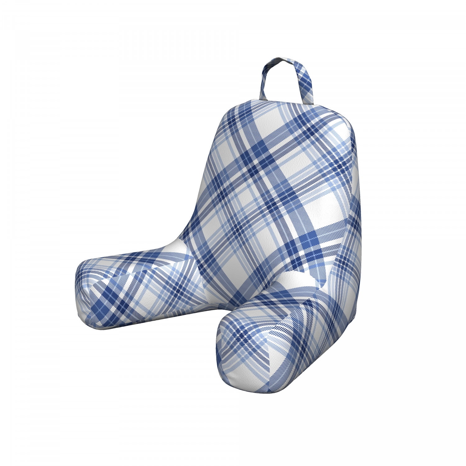 Navy Plaid Reading Pillow Cover, Arrangement of Overlapped Diagonal ...