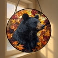 Black Bear Autumn Leaves Stained Glass Suncatcher, Wildlife Window ...