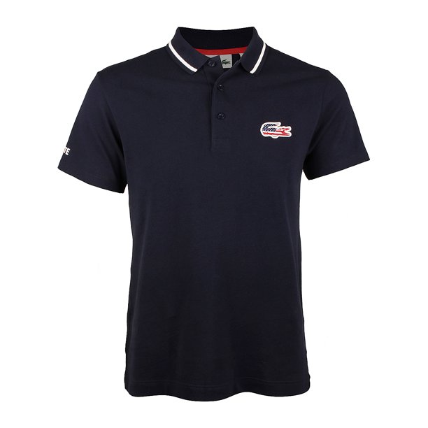 Lacoste - Lacoste Mens USA Flag Croc Pique Polo in Navy - Walmart.com ...