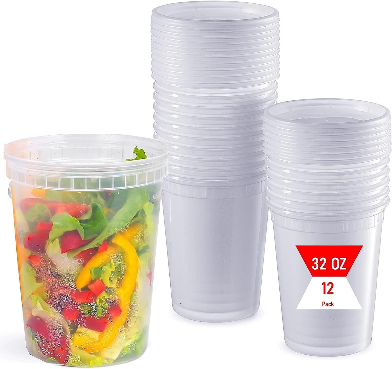 Mr. Miracle 32 ounce Plastic Deli Containers and Lids.Translucent ...