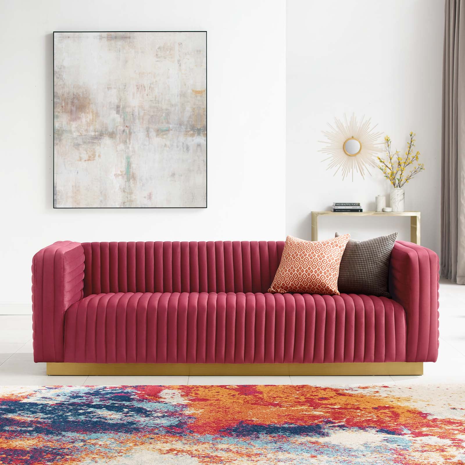 Modway Charisma Channel Tufted Performance Velvet Living Room Sofa in ...