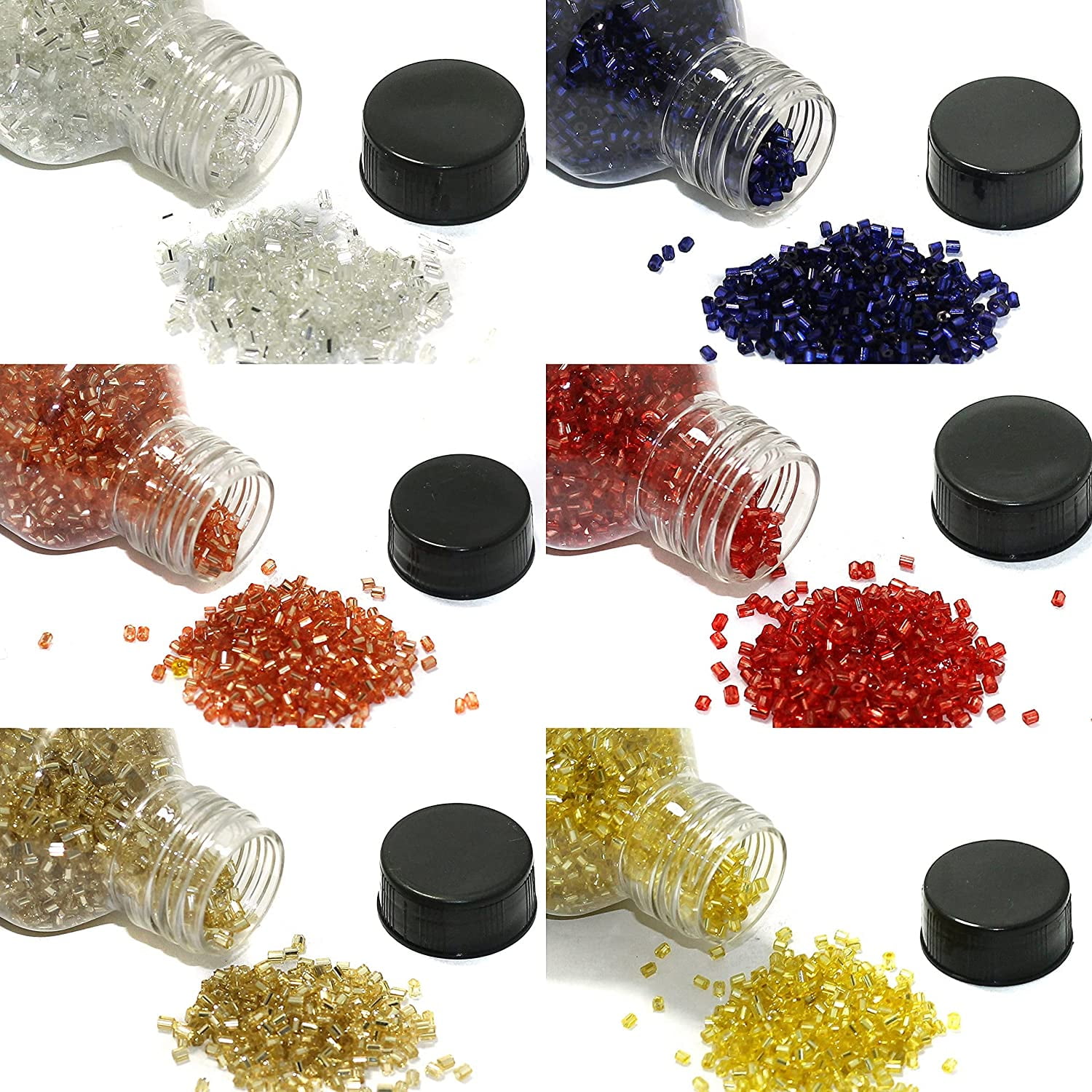SewLab 2 Cut Glass Seed Beads 6 Bottles, Size 11/0 for Jewellery Making ...
