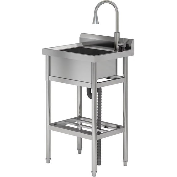 VEVOR Stainless Steel Utility Sink, Free Standing Single Bowl ...