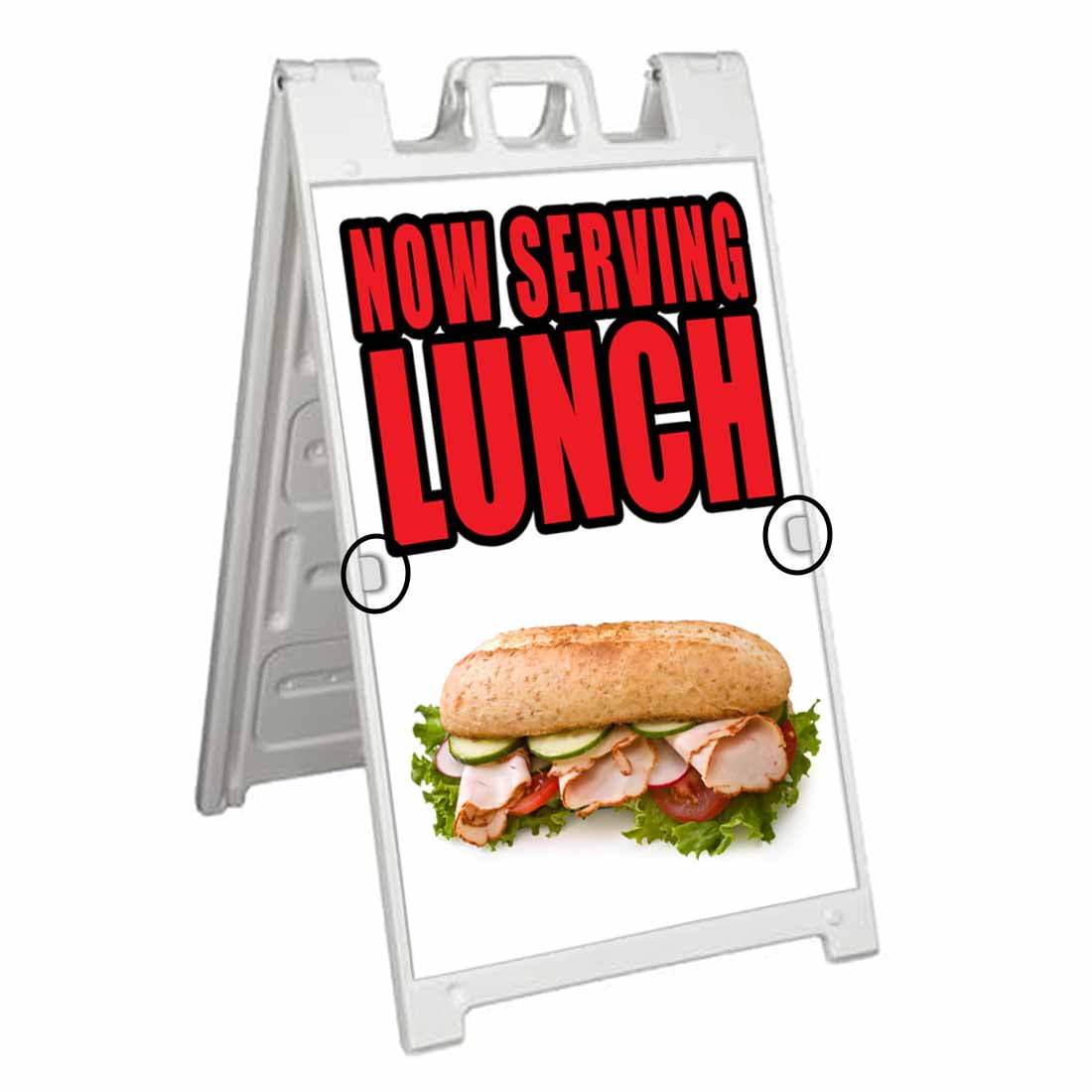 Now Serving Lunch (24" X 36") Deluxe A-Frame Signicade, Includes 2 ...