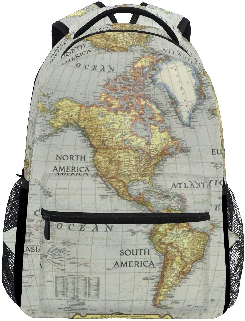 World Map Backpack Kids Laptop Bookbag for Travel Middle School ...