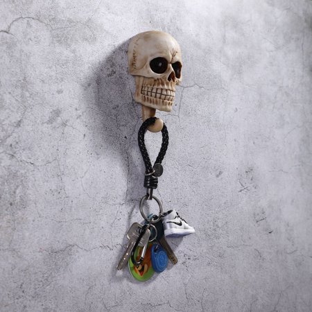 Clairlio Vintage Skull Sculpture Storage Hook Key Wall Mount Resin ...
