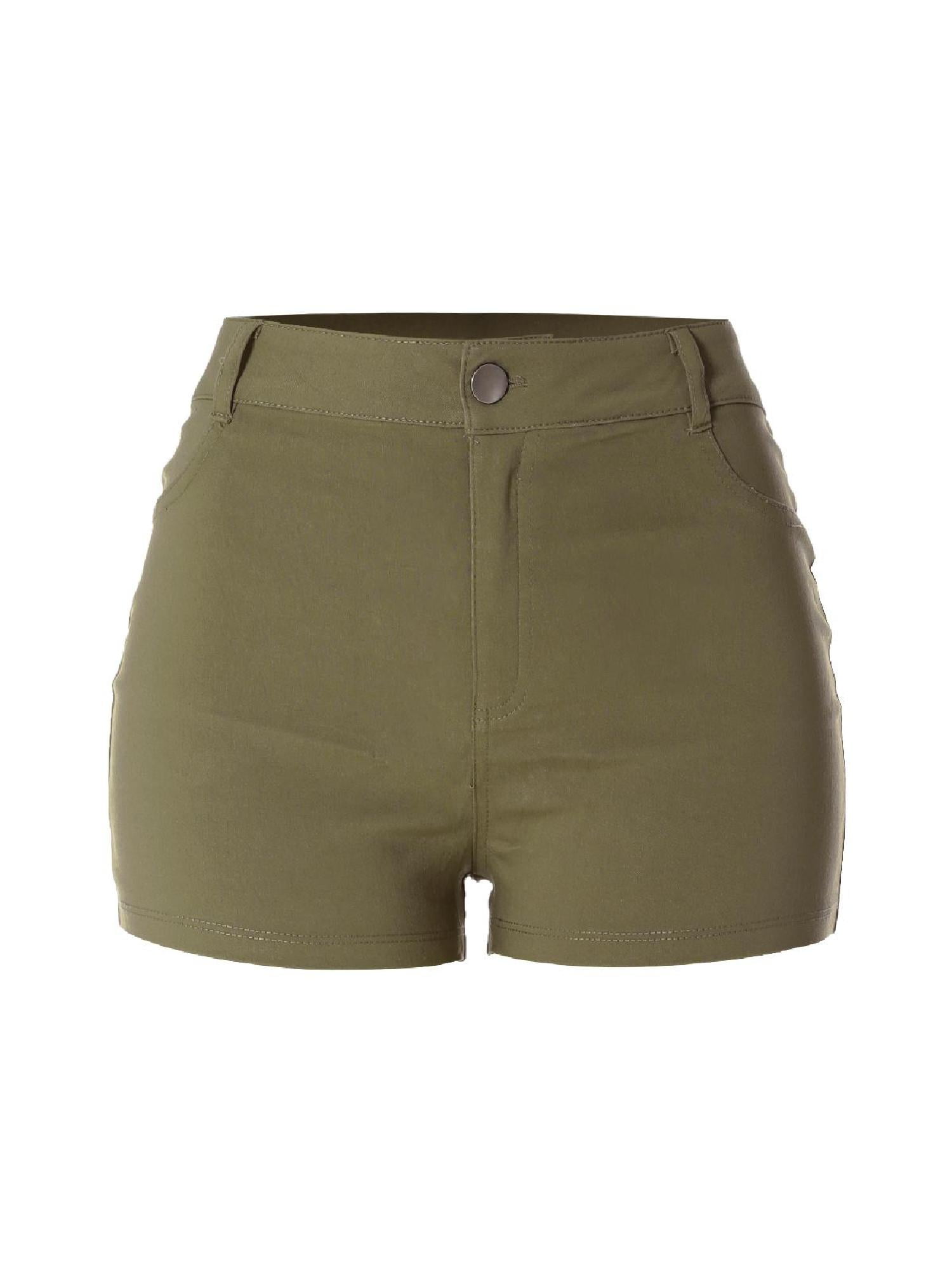 Made by Olivia Women's Solid Cuffed Hem Mid Rise Shorts with Back ...