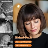 Short Bob Wig,Straight Bob Wig with bangs, 12 inch Straight Bob Bangs ...