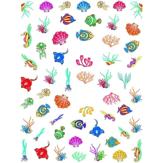 Marine Life Under The Sea Inspired Nail Stickers which has Fish Coral ...