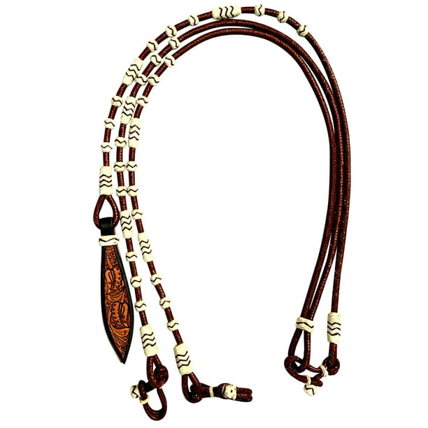 Hilason Western Rawhide Braided Leather Show Rommel Romel Romal Reins ...
