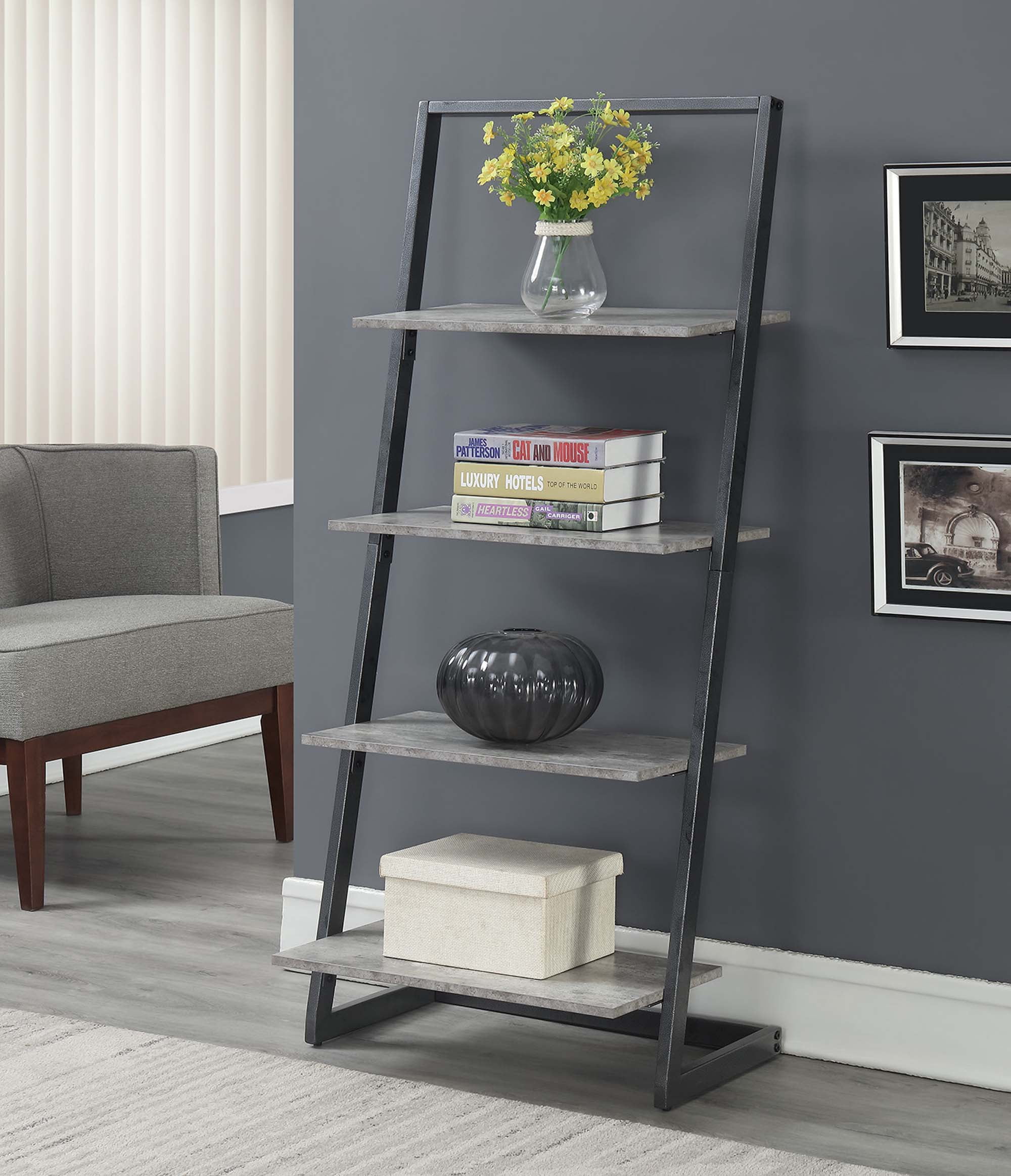 Convenience Concepts Graystone 4 Tier Ladder Bookcase/shelf, Multiple ...