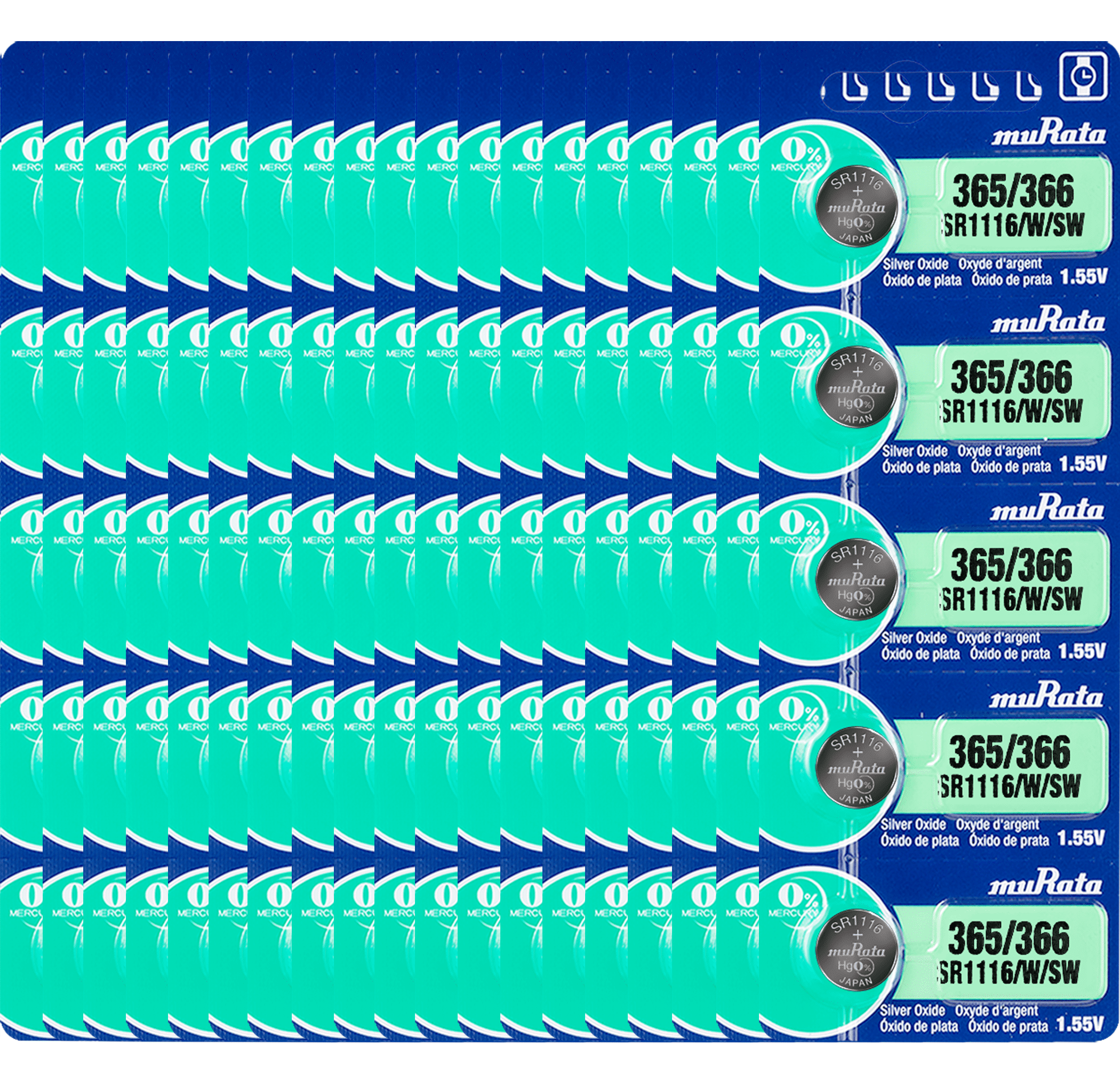 Murata 365/366 SR1116/W/SW Battery 1.55V Silver Oxide Watch Button Cell ...
