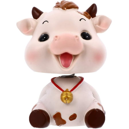 Jiudigo Lovely Dashboard Cow Ornament Resin Tabletop Car Head Shaking ...