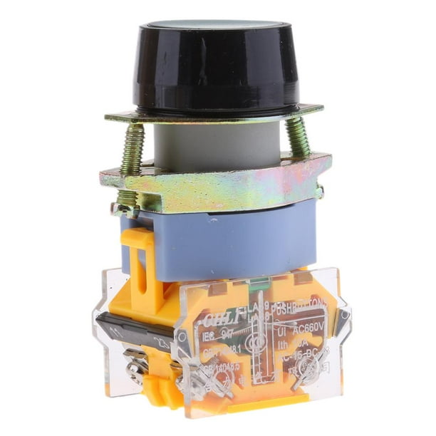 380V 15A 1NO 1NC 4 Terminals Green Momentary Push Button Switch LA39 ...